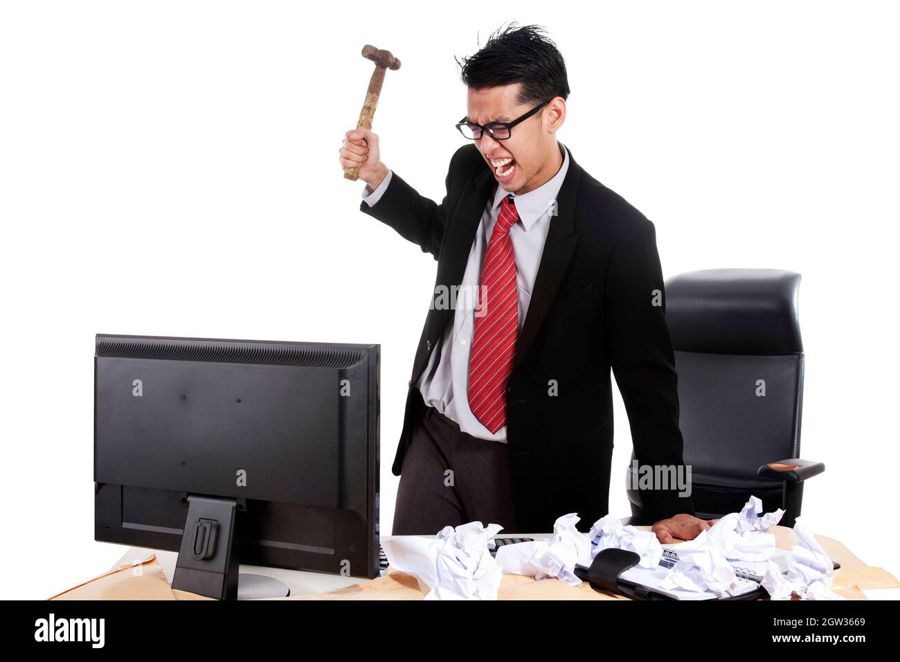 Three angry business people one hi-res stock photography and images - Alamy