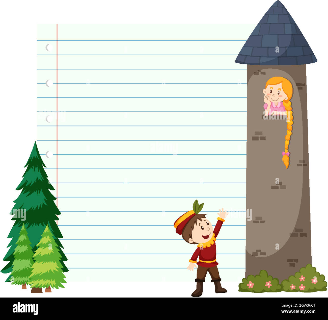 Paper background template with prince and princess Stock Vector Image ...