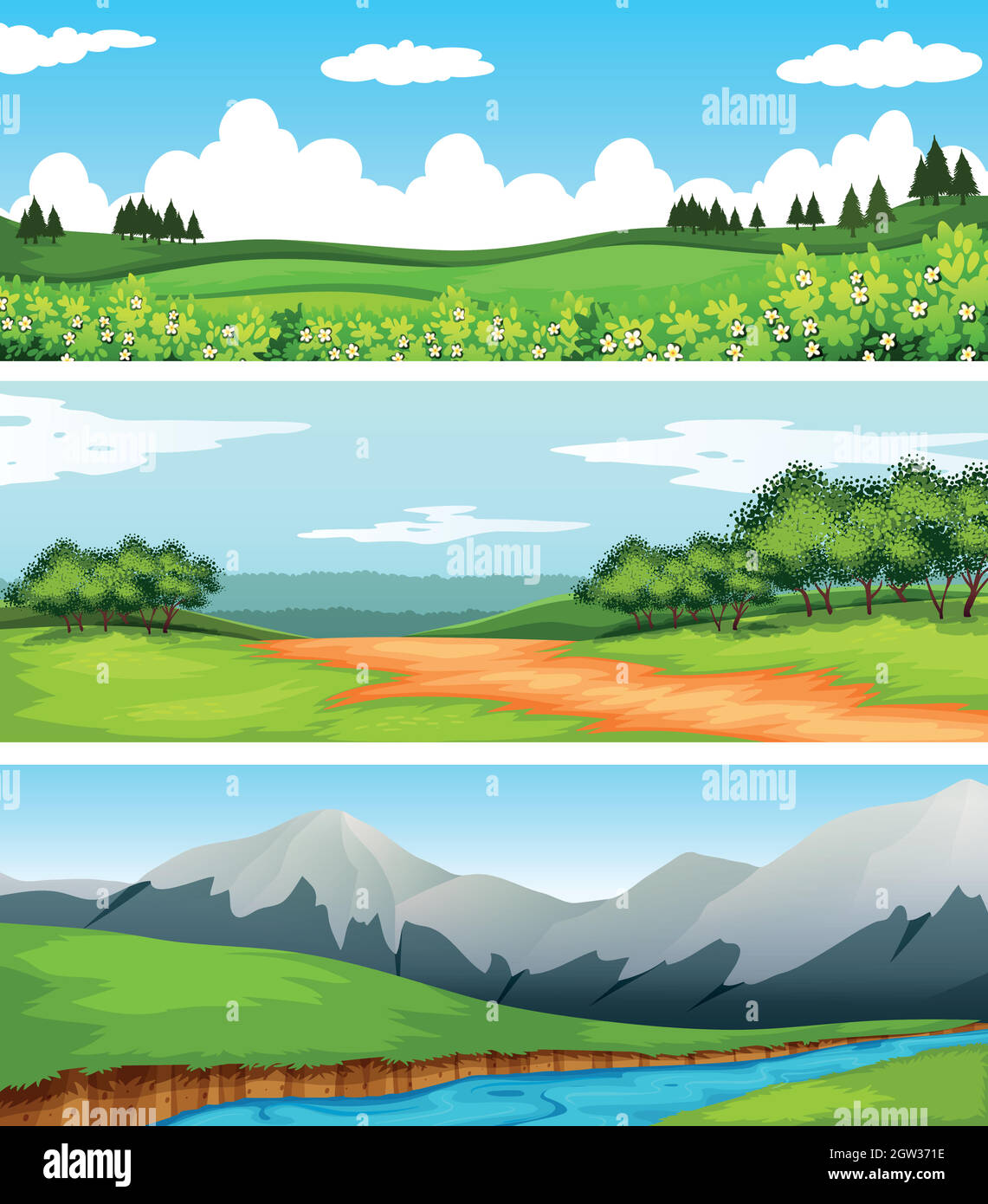 Scenes with trees and fields Stock Vector Image & Art - Alamy