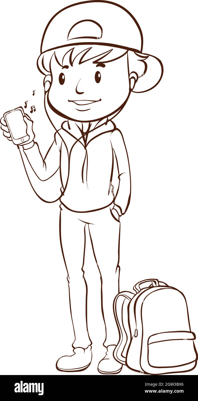 Teenager boy mobile phone Stock Vector Images - Alamy