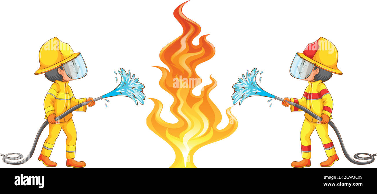 Two firemen Stock Vector Images - Alamy