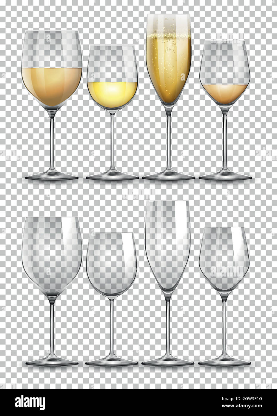 Set of wine glass on transparent background Stock Vector Image & Art ...