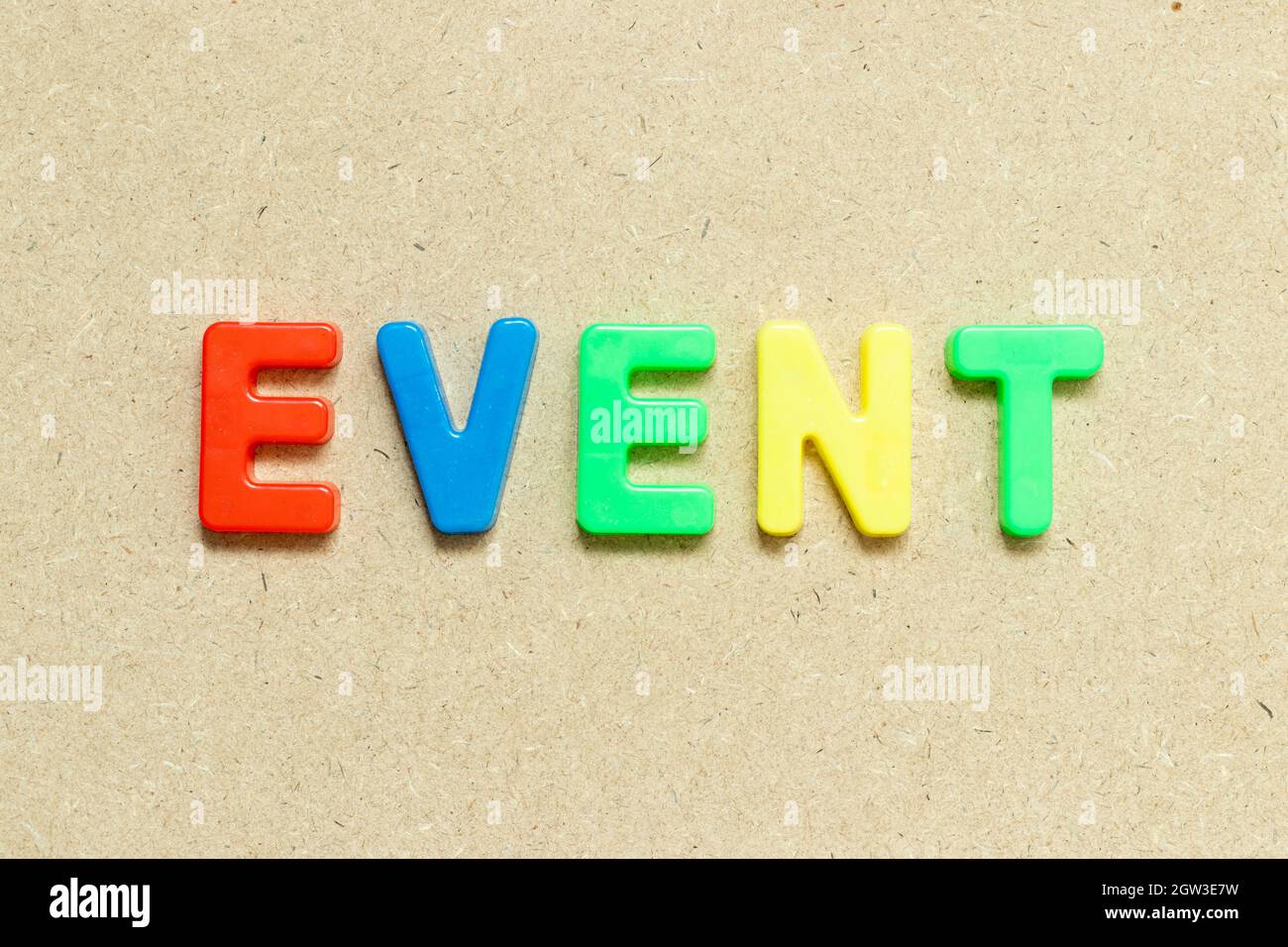 Color alphabet letter with word event on wood background Stock Photo ...