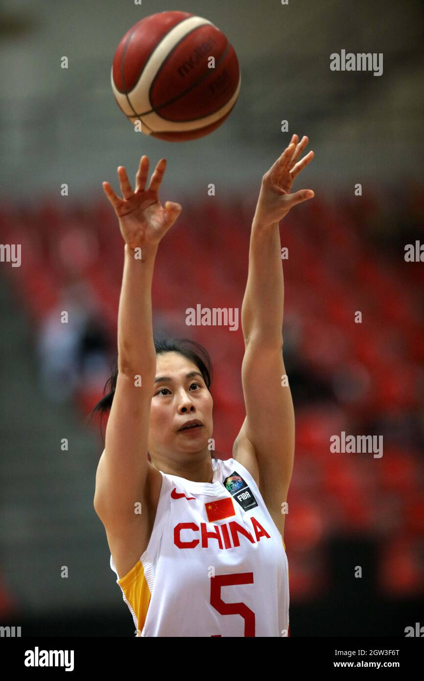 Amman, Jordan. 2nd Oct, 2021. Wang Siyu of China shoots during the FIBA ...