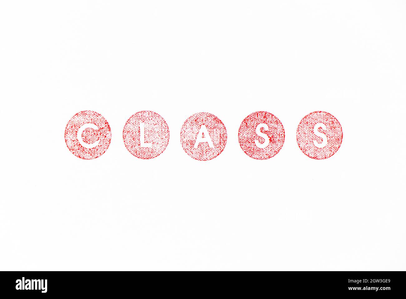 Red color rubber stamp in word class on white paper background Stock ...