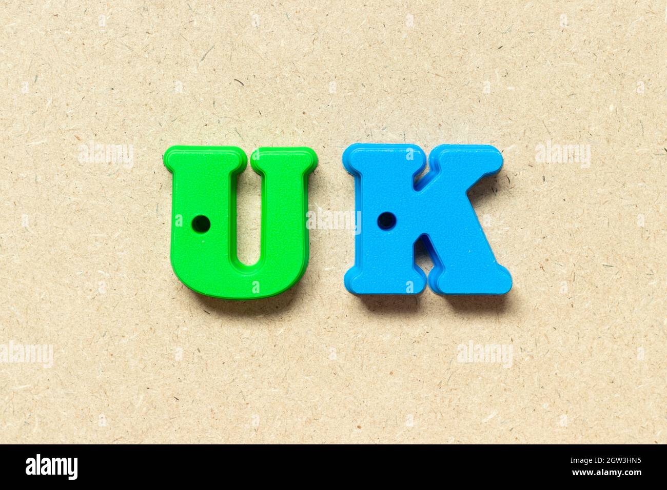 Plastic alphabet letter in word UK (abbreviation of united kingdom) on ...