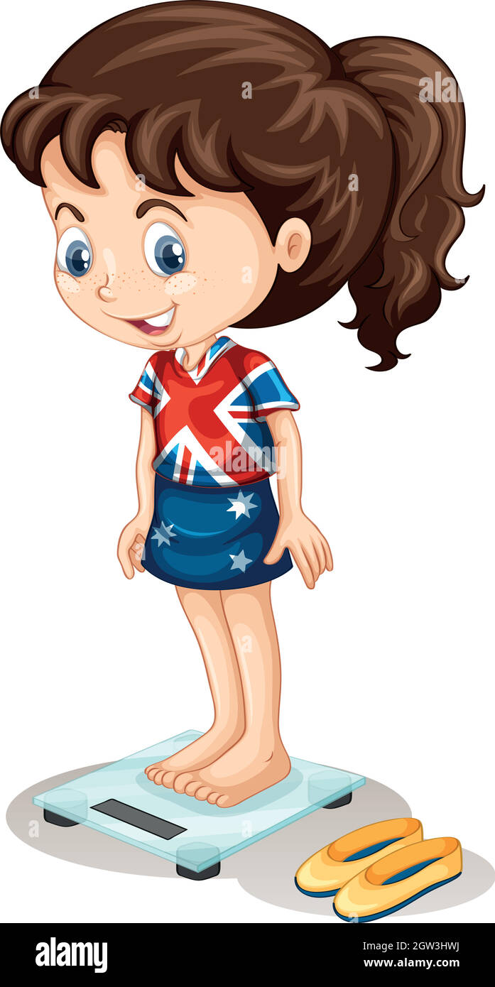 British girl weighing on scale Stock Vector Image & Art - Alamy