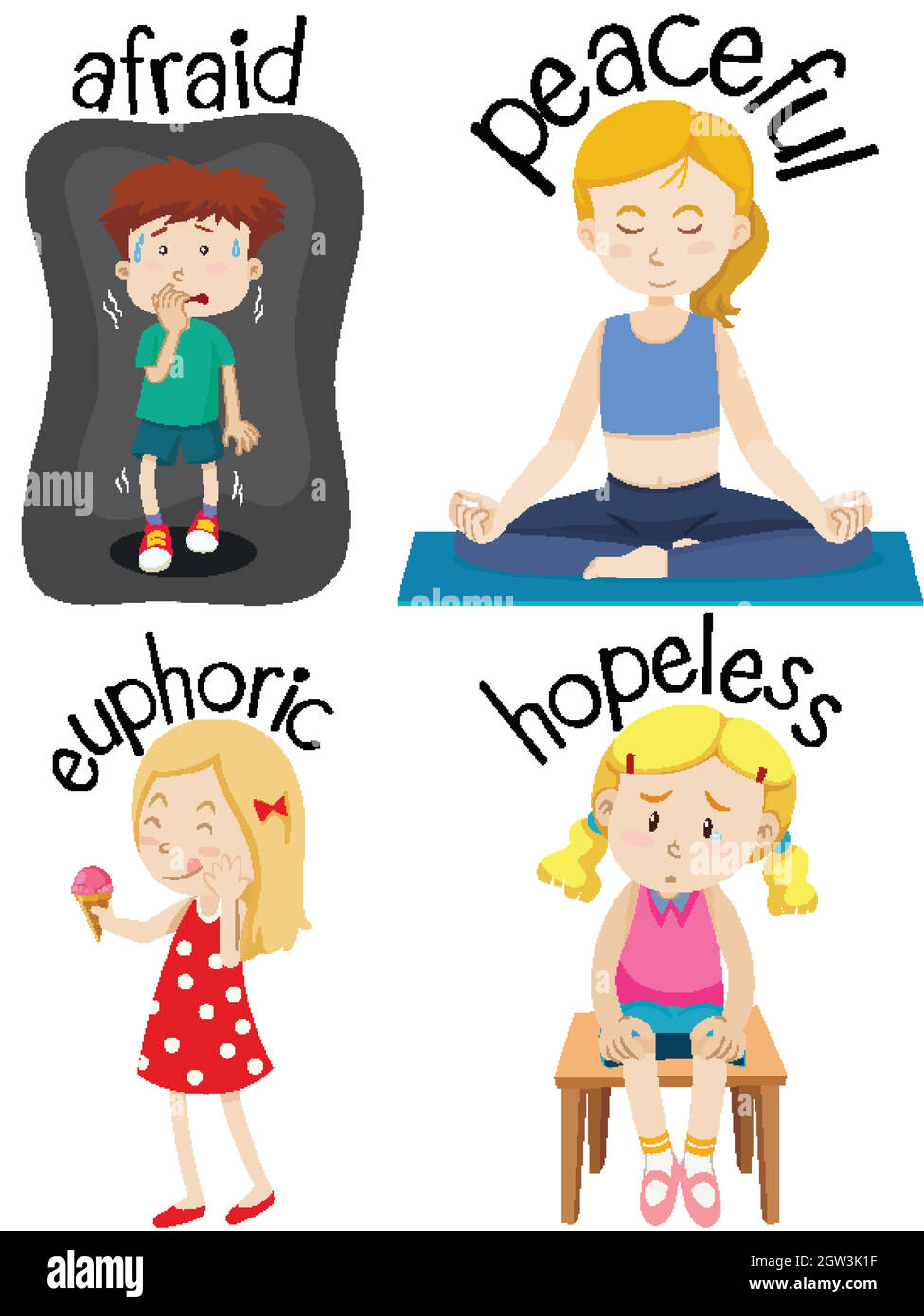 Set of children doing activities with adjectives Stock Vector Image ...