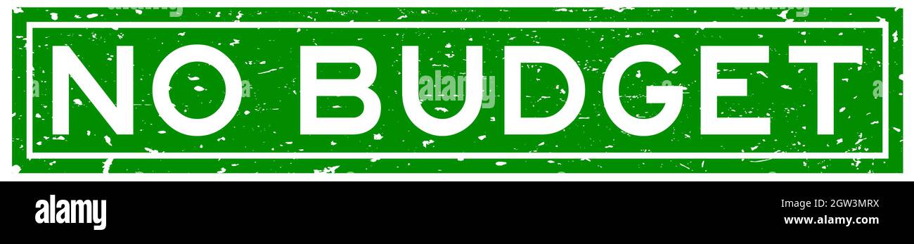 Grunge green no budget word square rubber seal stamp on white ...