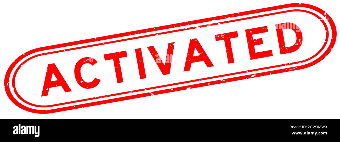 Grunge red activated word rubber seal stamp on white background Stock ...