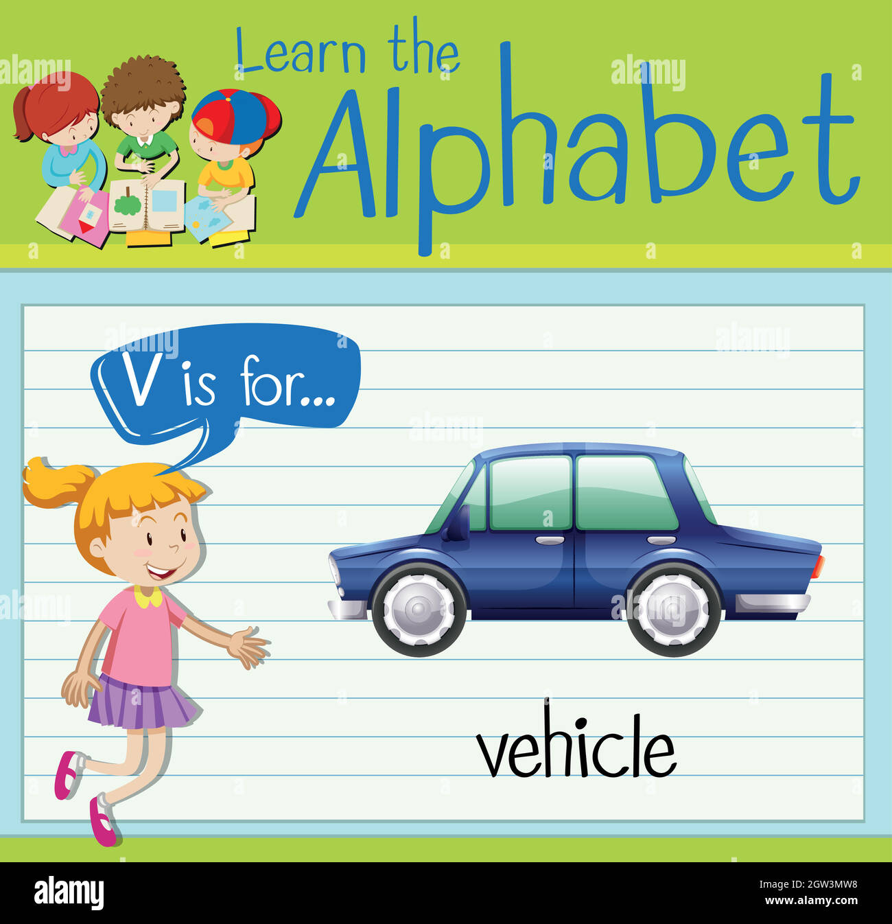 Flashcard letter V is for vehicle Stock Vector Image & Art - Alamy