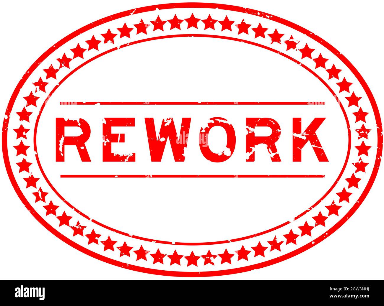 Grunge red rework word oval rubber seal stamp on white background Stock ...