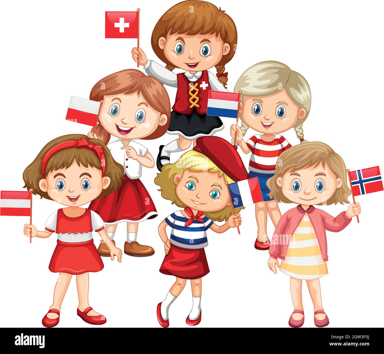 Kids holding flags from different countries Stock Vector Image & Art ...