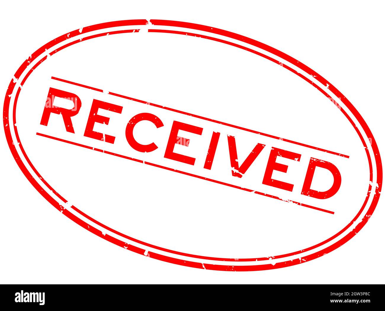 Grunge red received word oval rubber seal stamp on white background ...