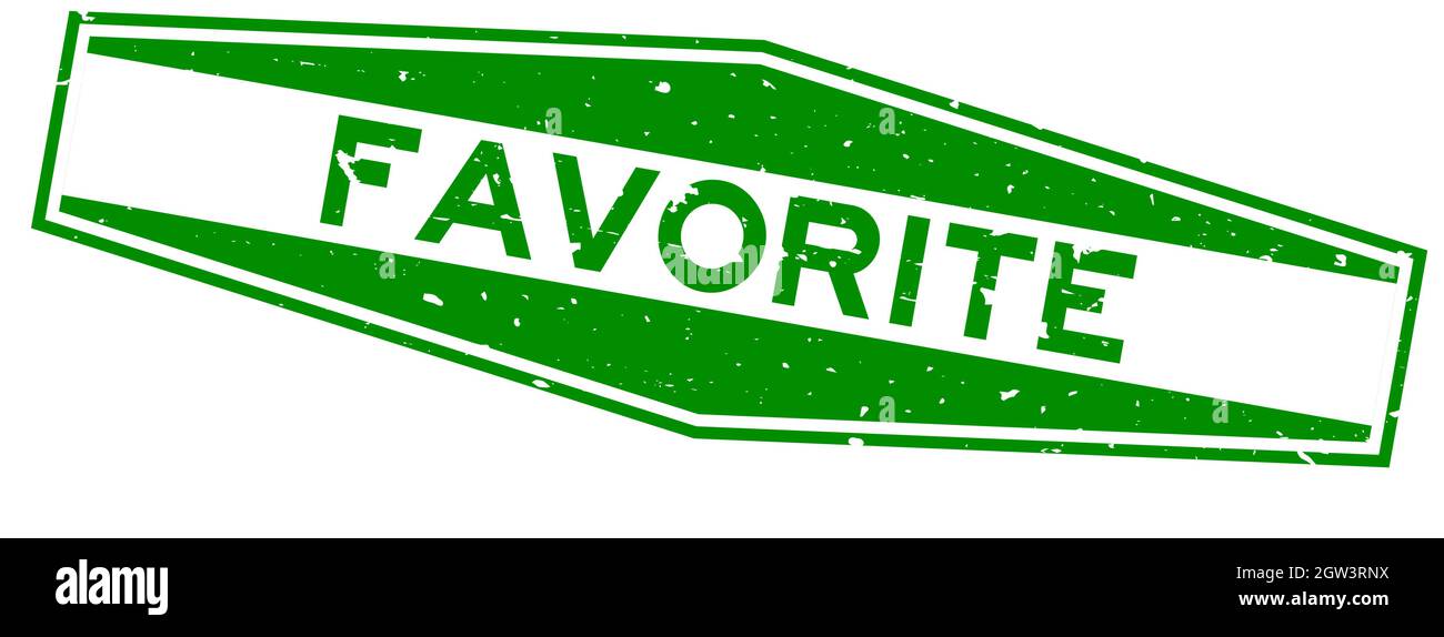 Grunge green favorite word hexagon rubber seal stamp on white ...