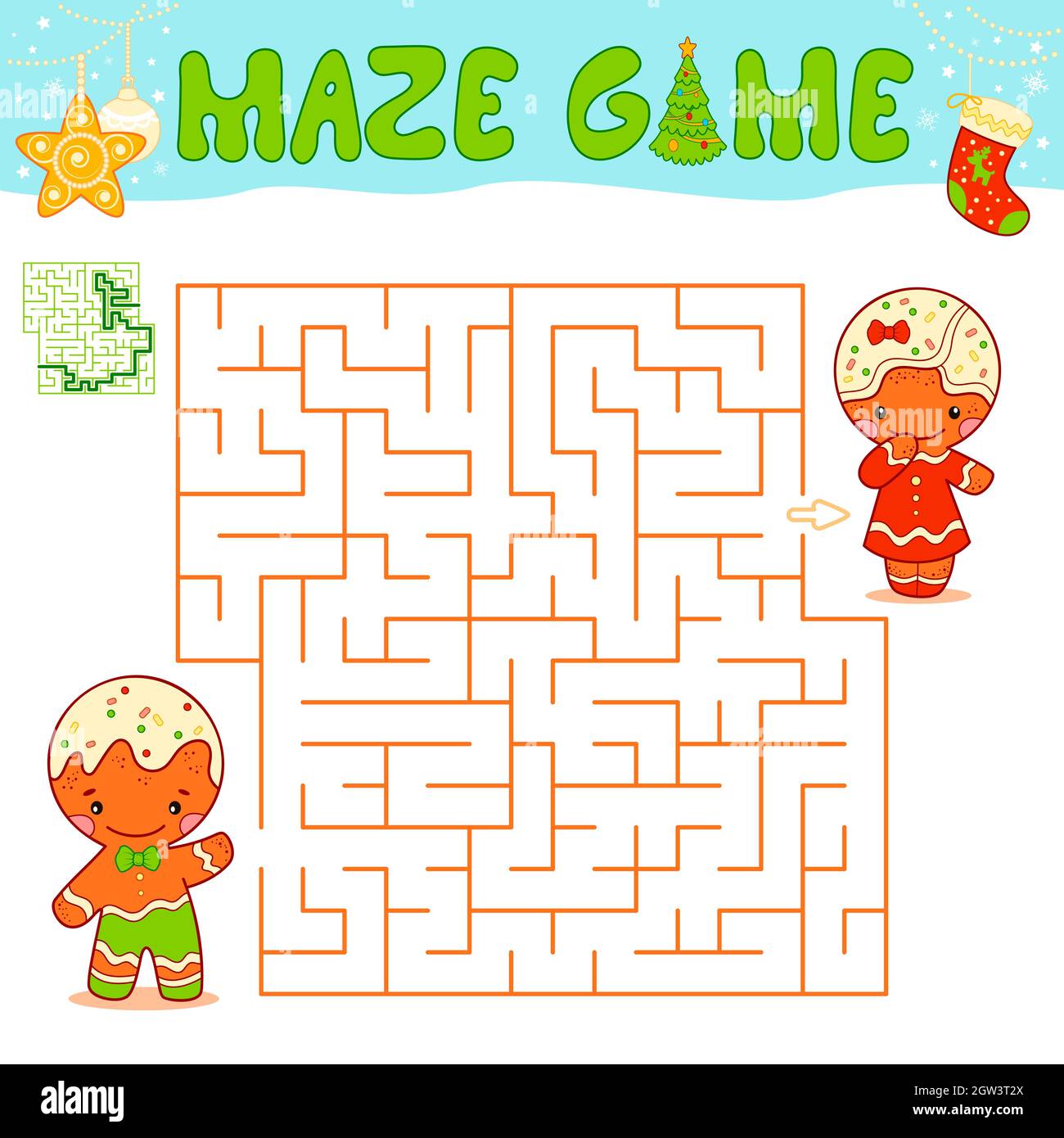 Christmas Maze puzzle game for children. Maze or labyrinth game with ...