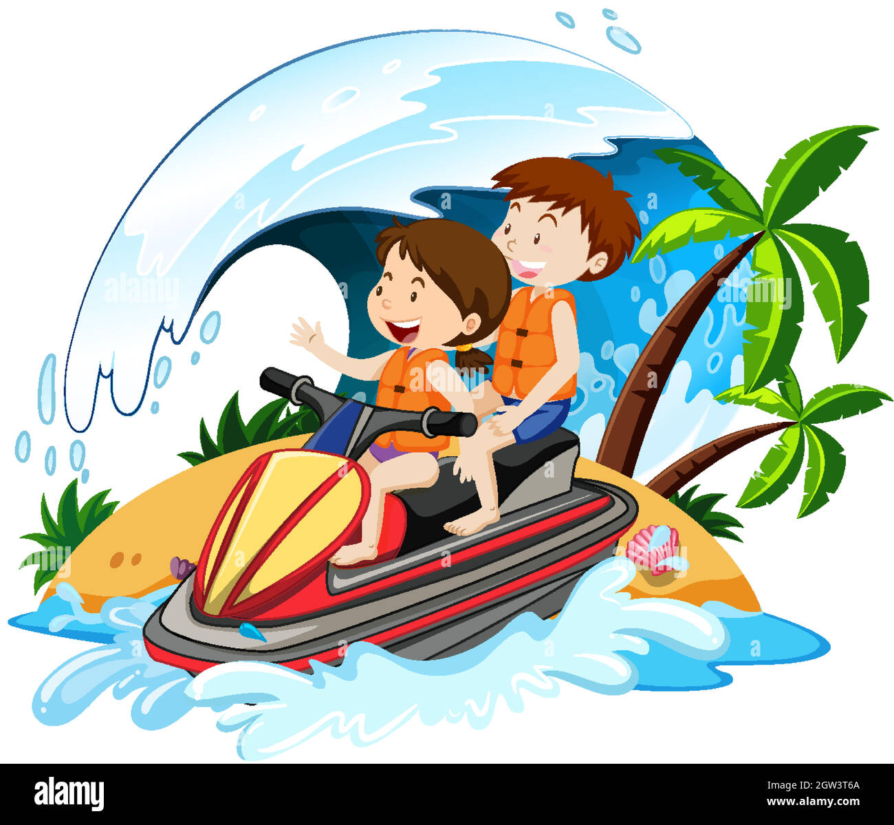 Kid driving boat Stock Vector Images - Alamy