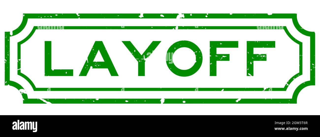Grunge green layoff word rubber business seal stamp on white background ...