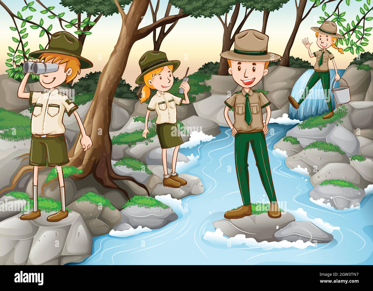Park rangers working in the forest Stock Vector Image & Art - Alamy