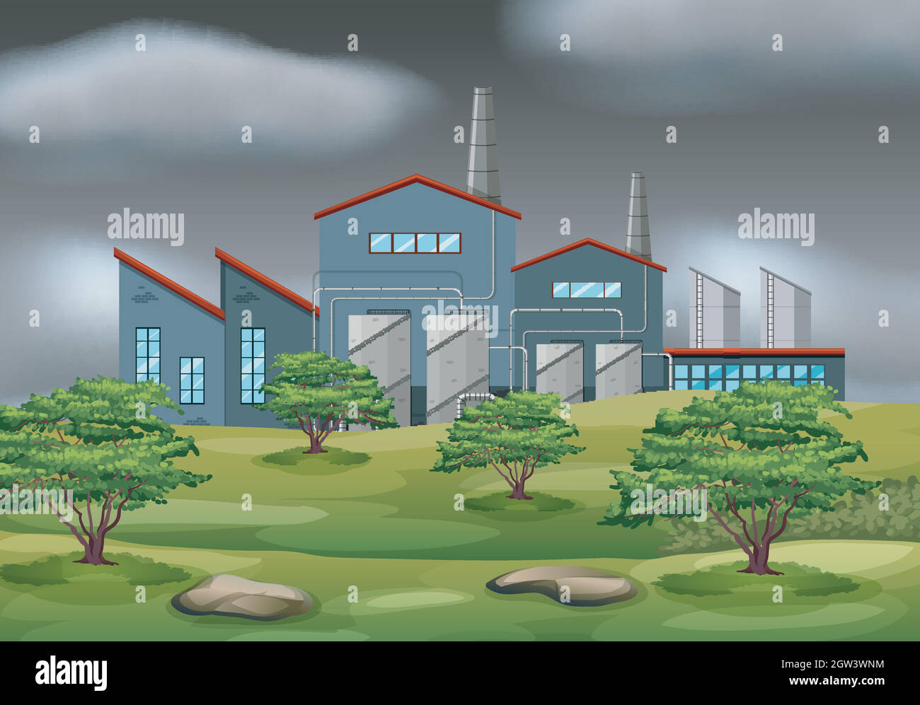 Industrial building storm scene Stock Vector Image & Art - Alamy