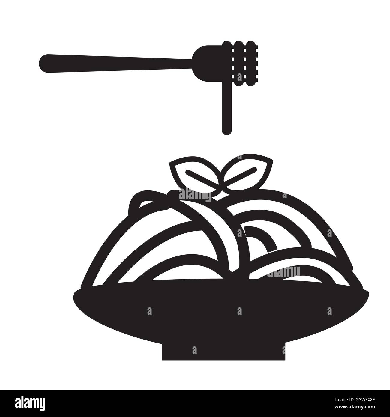 Spaghetti pasta icon on white background. Pasta on fork sign. Italian ...