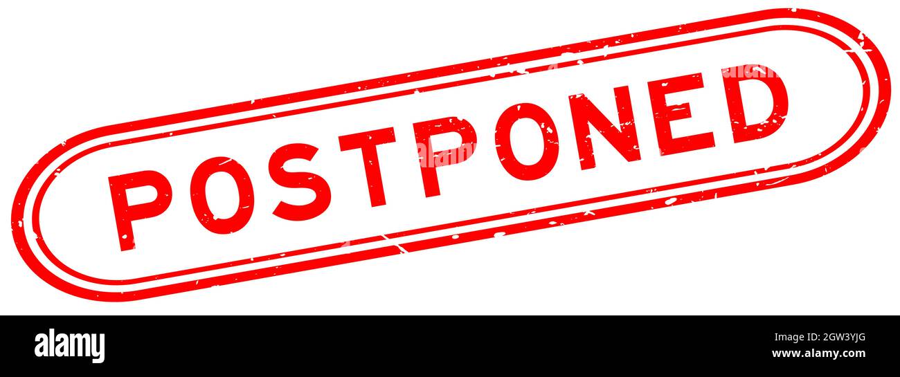 Grunge red postponed word rubber seal stamp on white background Stock ...