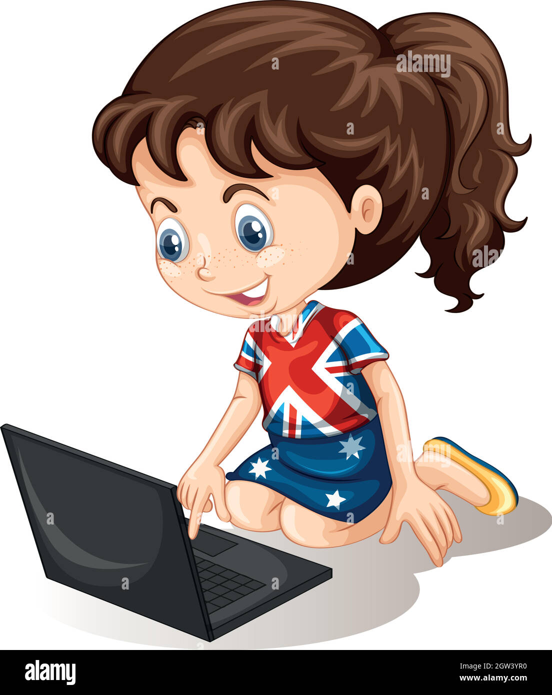 Girl Typing Clipart