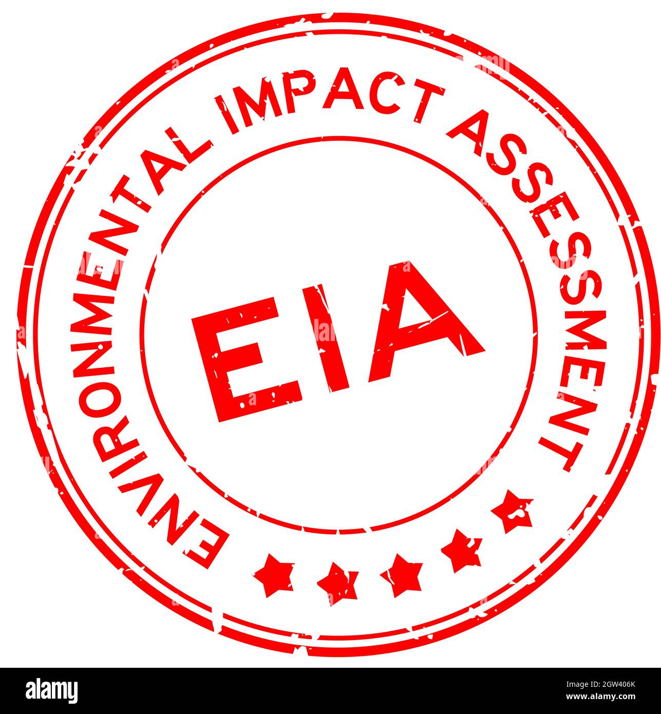 Grunge red EIA Environmental Impact Assessment word round rubber seal ...