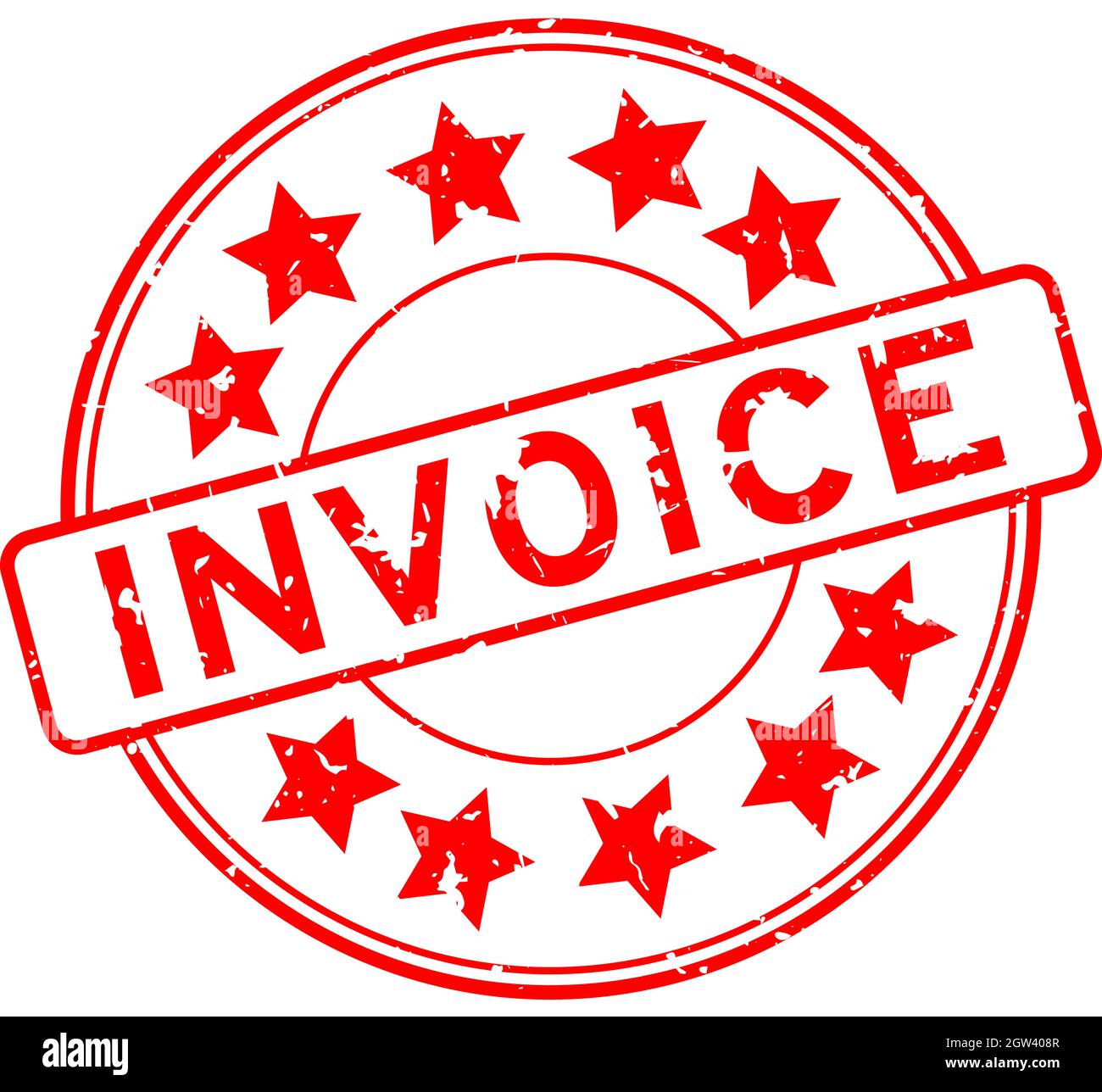 Grunge red invoice word with star icon round rubber seal stamp on white background Stock Vector ...