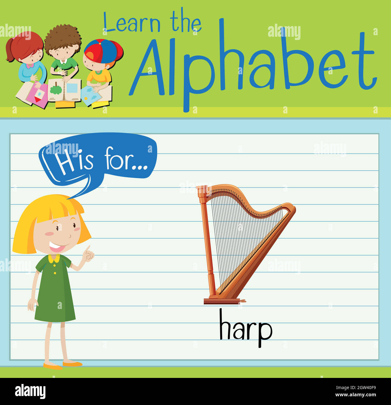 Flashcard letter H is for harp Stock Vector Image & Art - Alamy