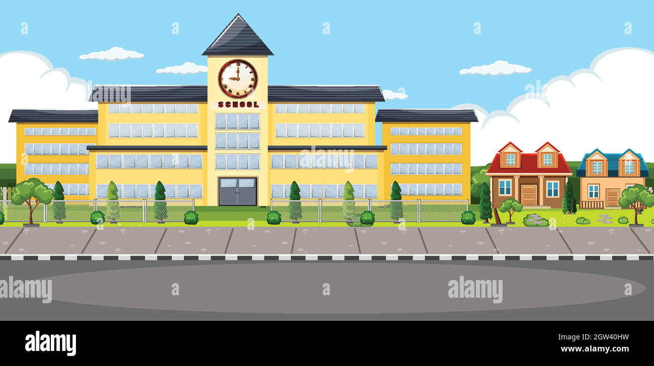 Road in front of school scene Stock Vector Image & Art - Alamy