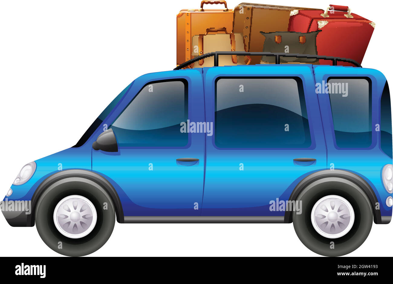 Blue car loaded with luggages Stock Vector Image & Art - Alamy
