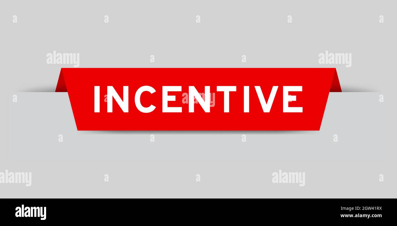Red color inserted label with word incentive on gray background Stock ...