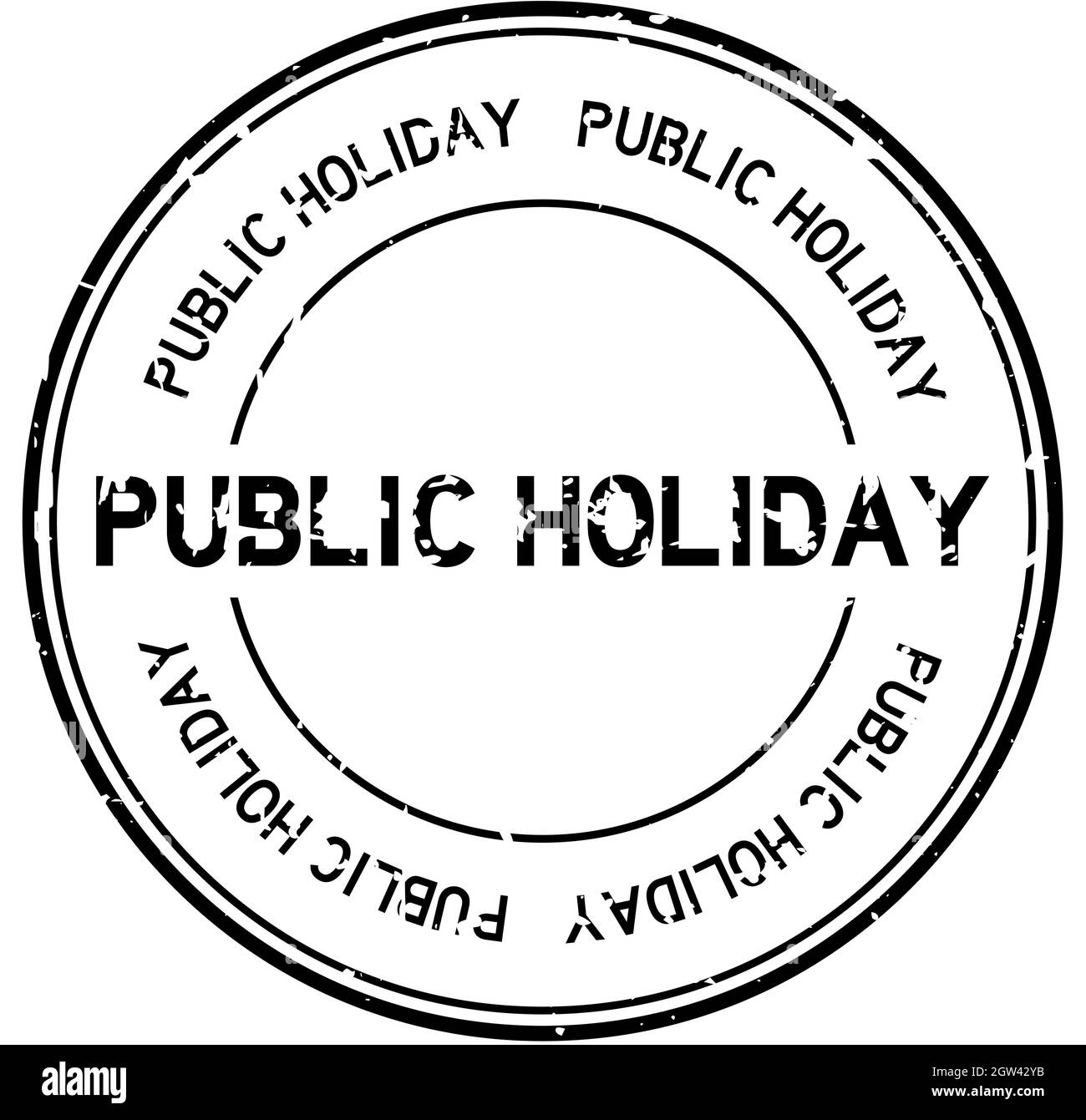 Grunge black public holiday word round rubber seal stamp on white ...