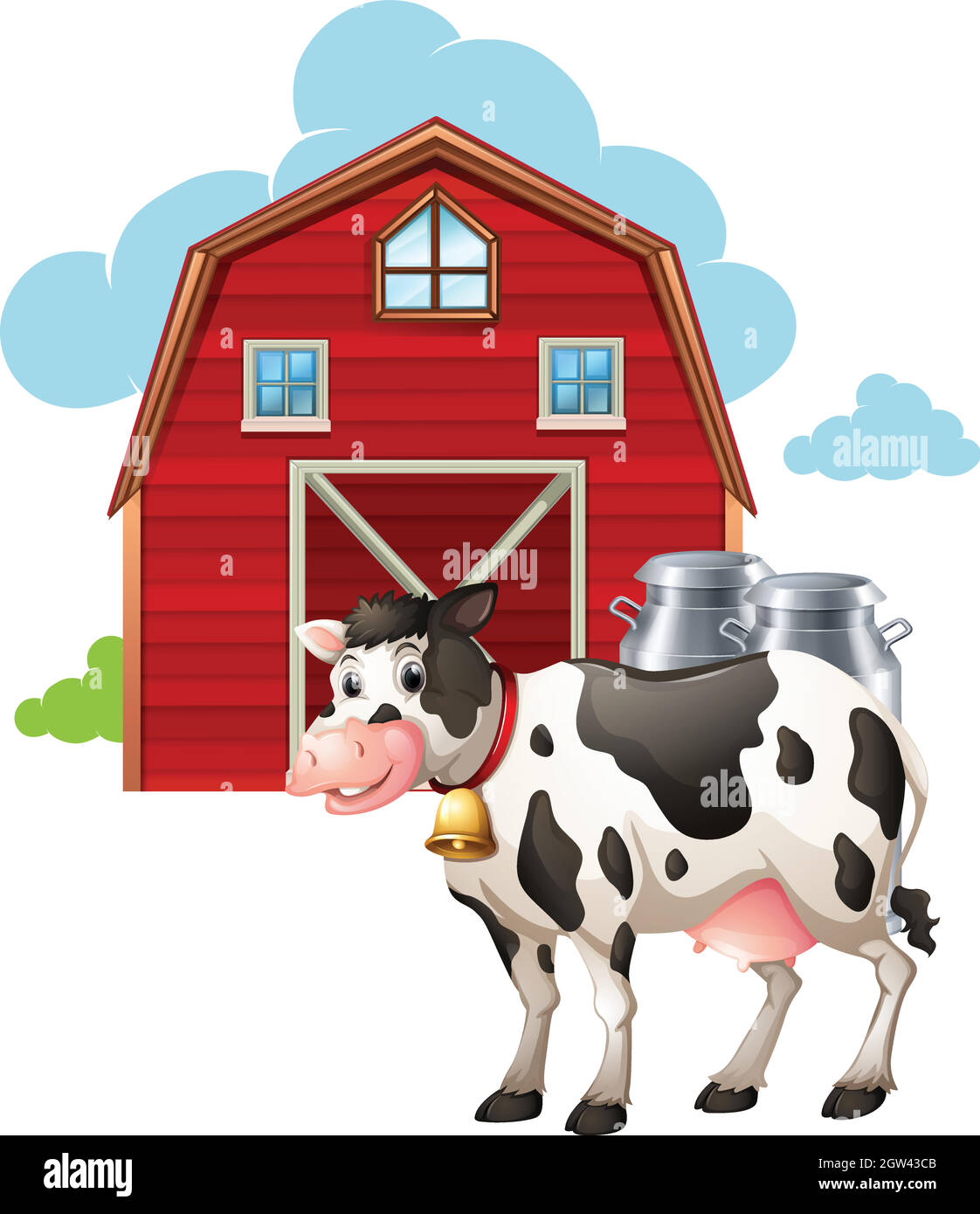 Barn and cow Stock Vector Image & Art - Alamy
