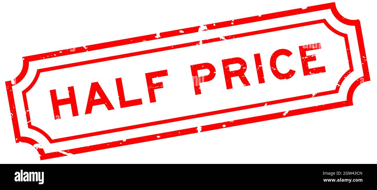 Grunge red half price word rubber seal stamp on white background Stock ...