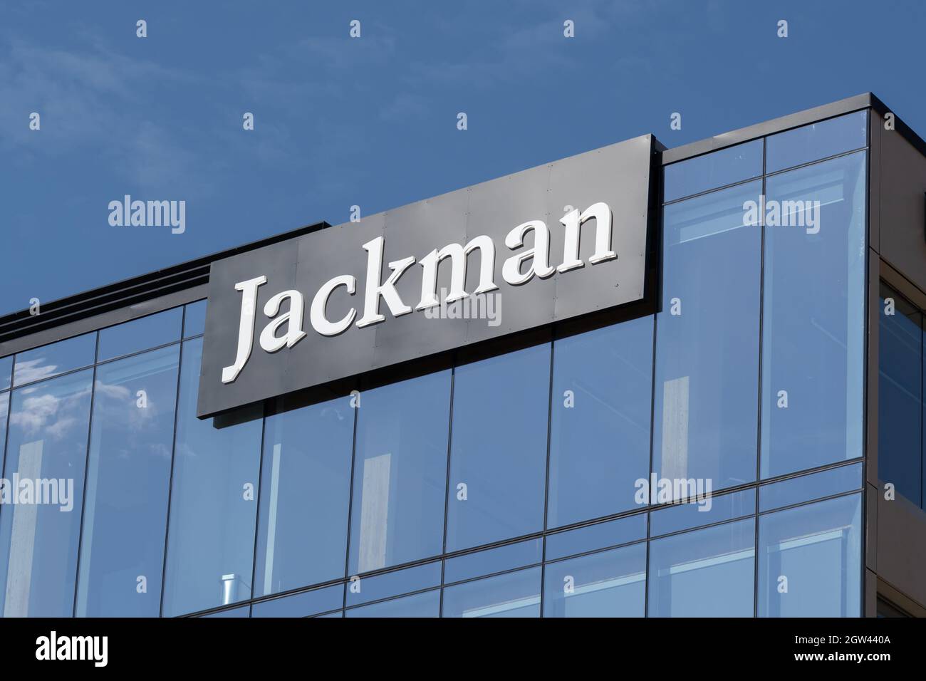 Toronto, Canada - October 2, 2021: Jackman sign on their headquarters ...