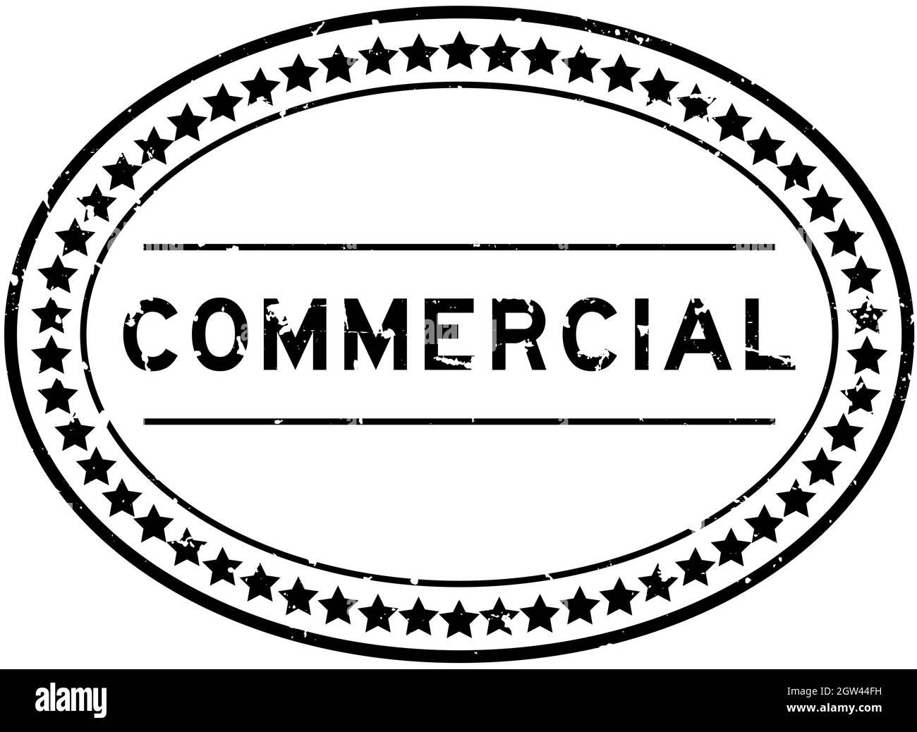 Grunge black commercial word oval rubber seal stamp on white background ...