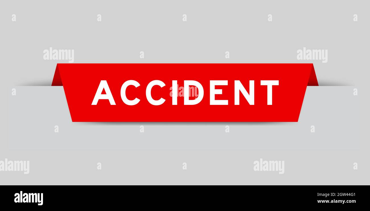 Red color inserted label with word accident on gray background Stock ...