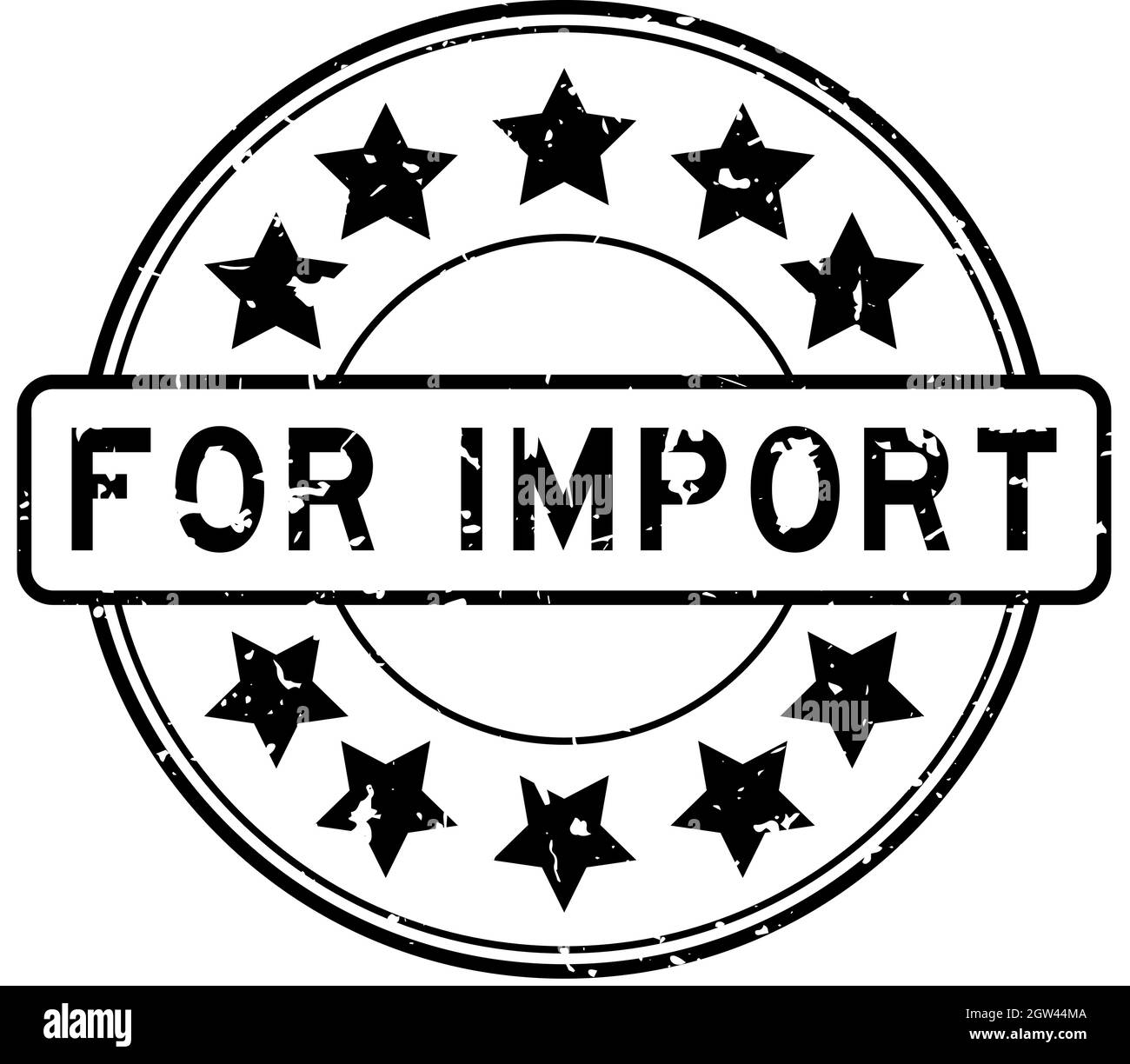 Grunge black for import word with star icon round rubber seal stamp on ...