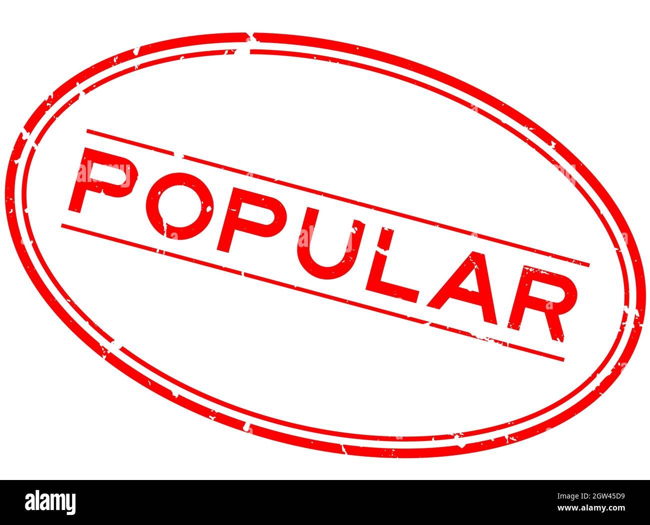 Grunge red popular word oval rubber seal stamp on white background ...