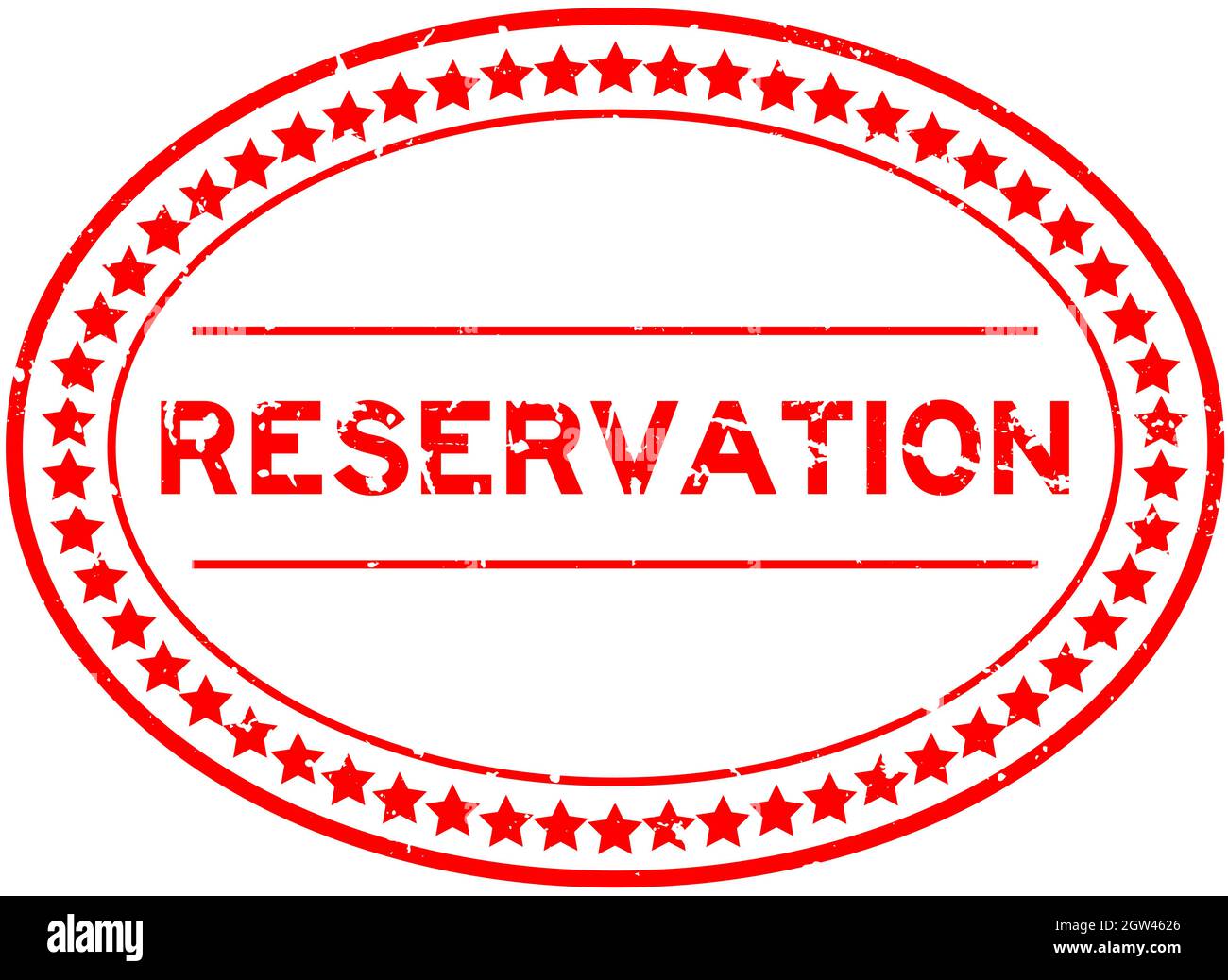 Grunge red reservation word oval rubber seal stamp on white background ...