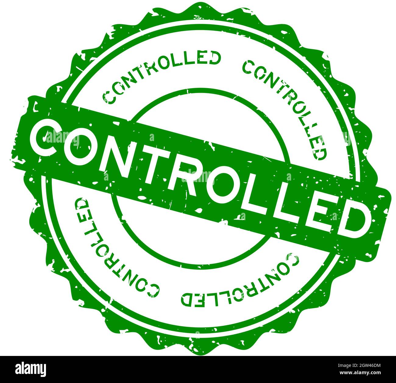 Grunge green controlled word round rubber seal stamp on white background Stock Vector Image ...