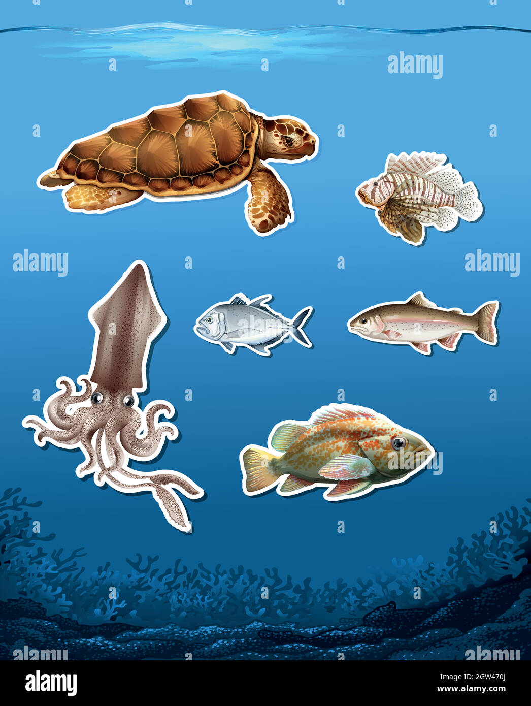 Set of different animals in ocean Stock Vector Image & Art - Alamy