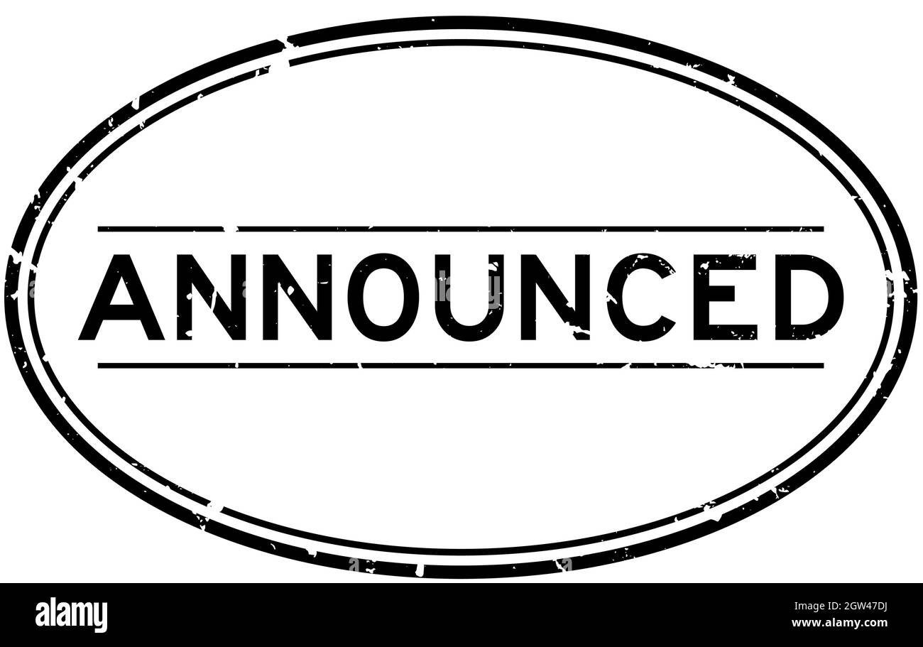 Grunge black announced word oval rubber seal stamp on white background ...