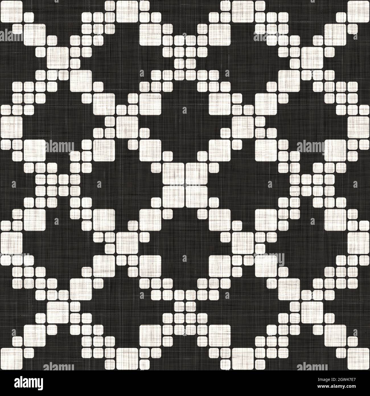 Seamless black white woven cloth geometric linen texture. Two tone ...