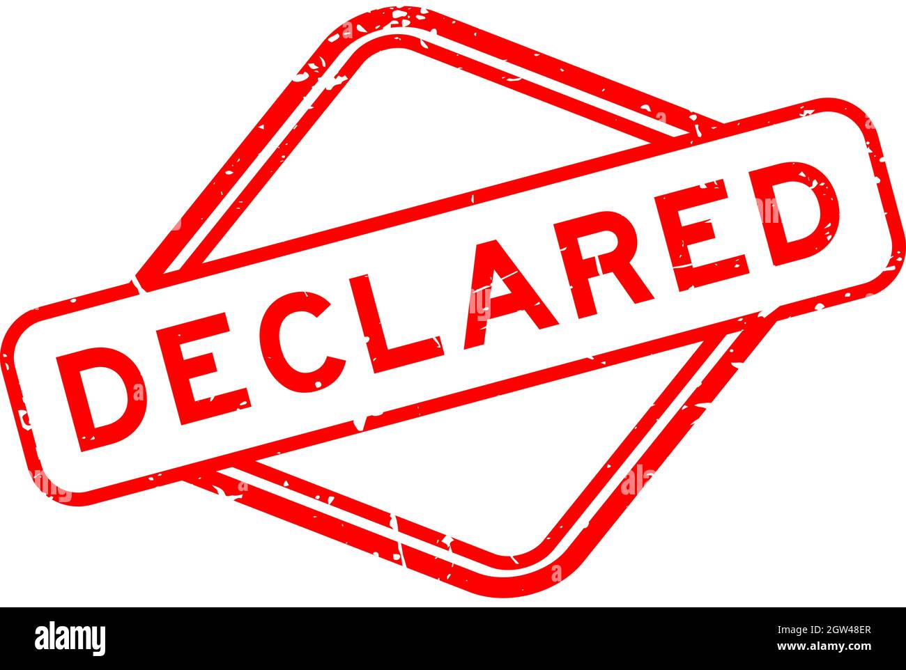 Grunge red declared word rubber seal stamp on white background Stock ...