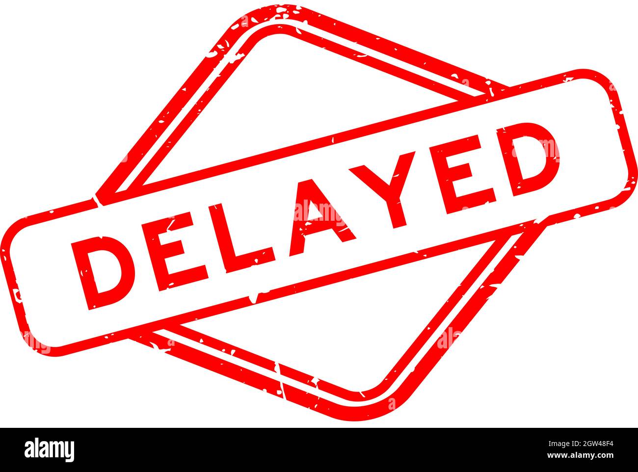 Grunge red delayed word rubber seal stamp on white background Stock ...