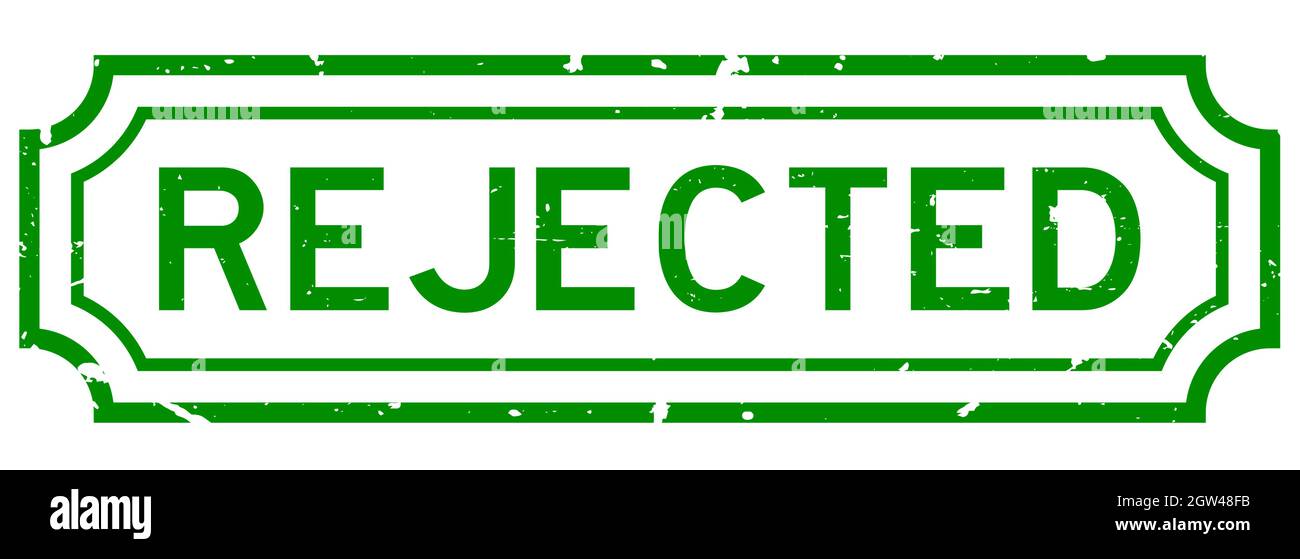 Grunge green rejected word rubber business seal stamp on white ...