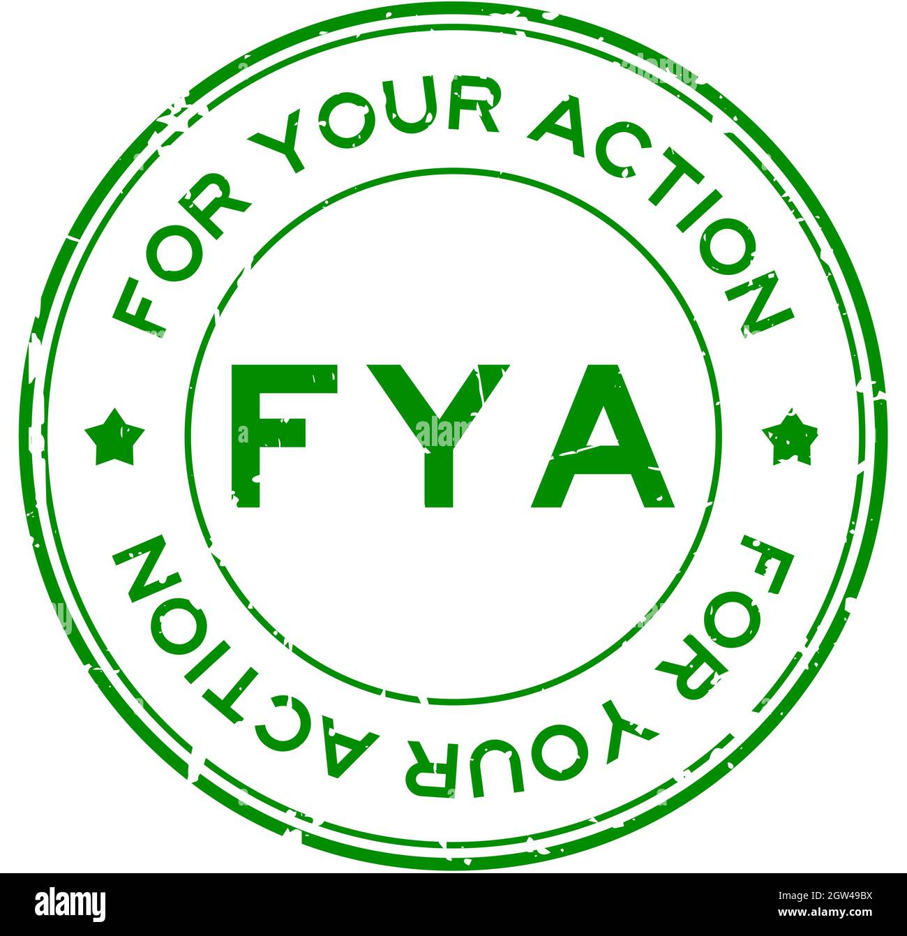 Grunge green FYA of For your action word round rubber seal stamp on ...